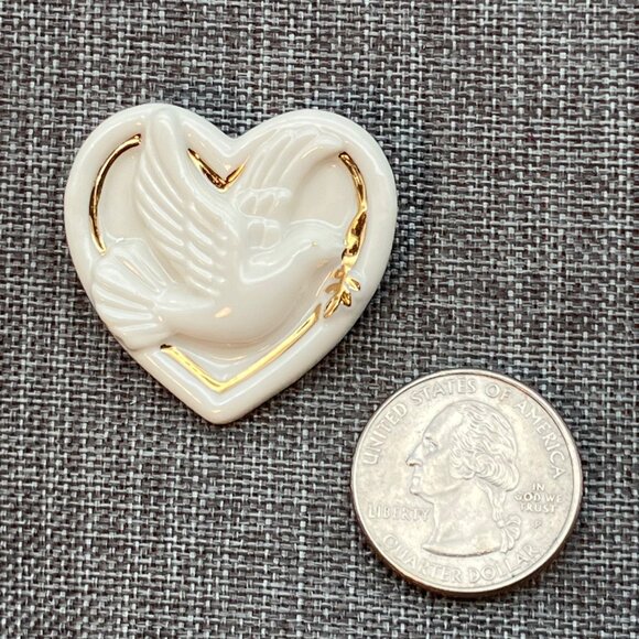 Lenox | Jewelry | Lenox Peaceful Heart Pin Brooch 5 In Dove 24k Gold ...